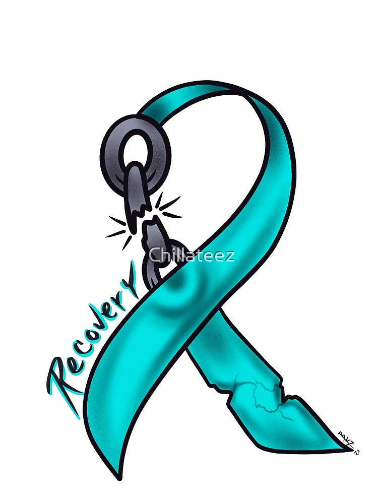 "Teal addiction recovery ribbon " Art Print for Sale by Chillateez ...