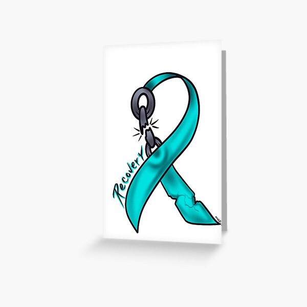 "Teal addiction recovery ribbon " Greeting Card for Sale by Chillateez ...