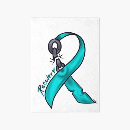 "Teal addiction recovery ribbon " Art Board Print for Sale by ...