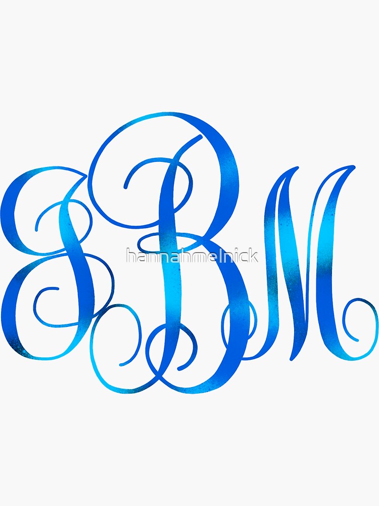 "JMB monogram blue 2" Sticker for Sale by hannahmelnick | Redbubble