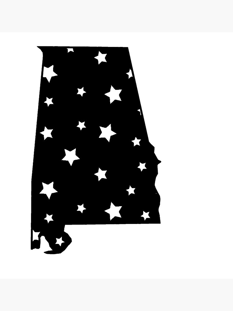 "Alabama Outline with Stars - Black" Metal Print for Sale by ...