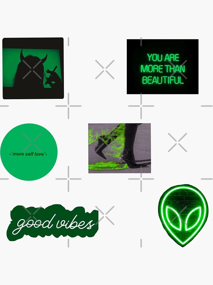 "Neon green grunge aesthetic// sticker pack-MUST ORDER A MEDIUM OR ...