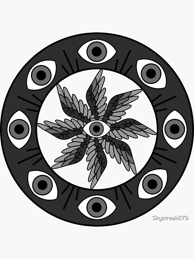 "Grayscale Ophanim" Sticker for Sale by Skystreak279 | Redbubble