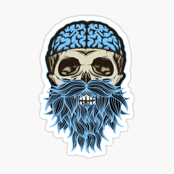 "Skull with Beard - Bearded Skull BluBrain" Sticker for Sale by Coder-T ...