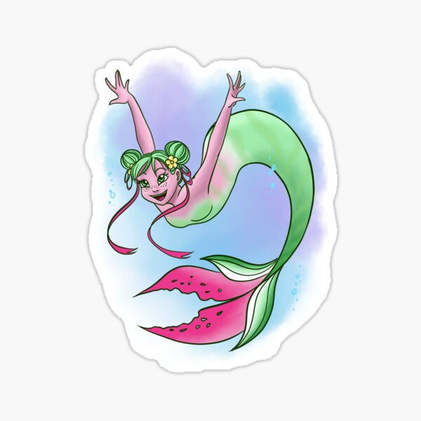 "Watermelon Mermaid" Sticker by Lethalwombat | Redbubble