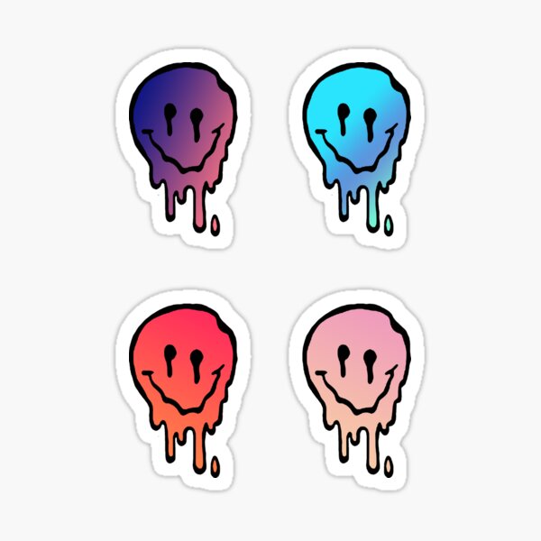 Holographic Drippy Smiley Face Stickers | Redbubble