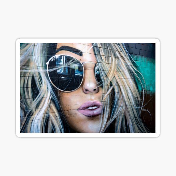 "Girl With Sunglasses - Street Art" Sticker for Sale by Fizzylogix ...