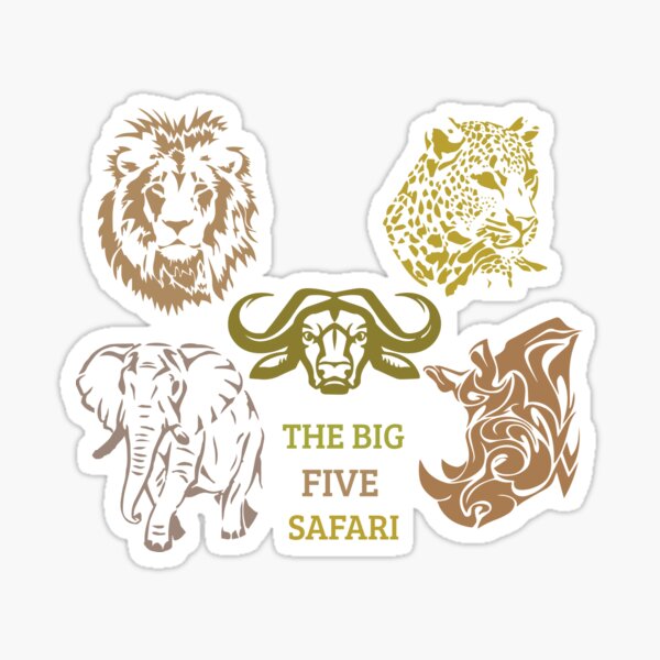 "THE BIG FIVE SAFARI JiroArt" Sticker for Sale by jiroArt | Redbubble