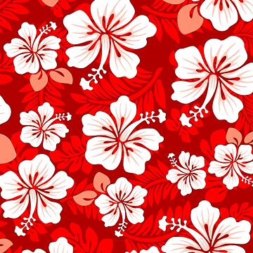 "Hawaiian Aloha Shirt Pattern — Red" Poster for Sale by staticnoise ...