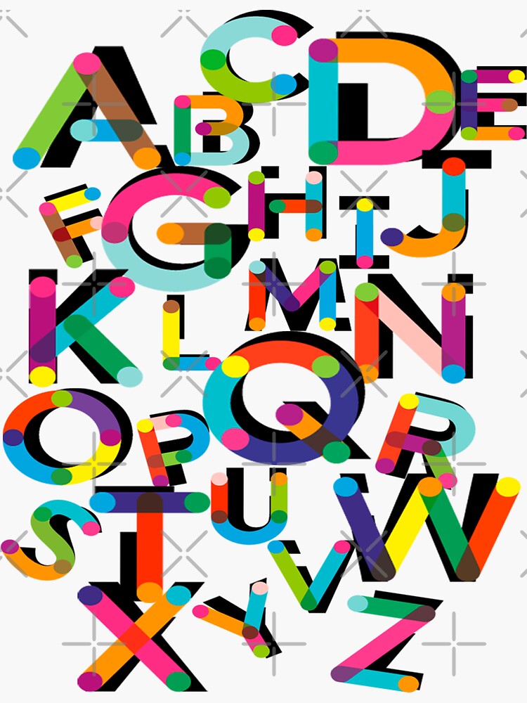 "Colorful Alphabet Design, Happy Letters" Sticker by Rantella | Redbubble