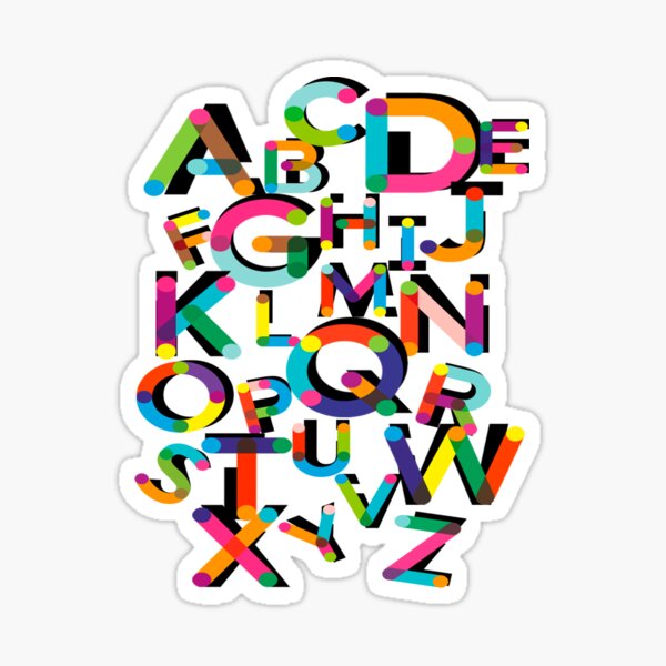 "Colorful Alphabet Design, Happy Letters" Sticker by Rantella | Redbubble