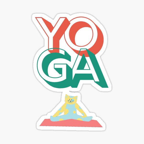 "Yoga word with Yogi Cat" Sticker for Sale by lupin-o | Redbubble