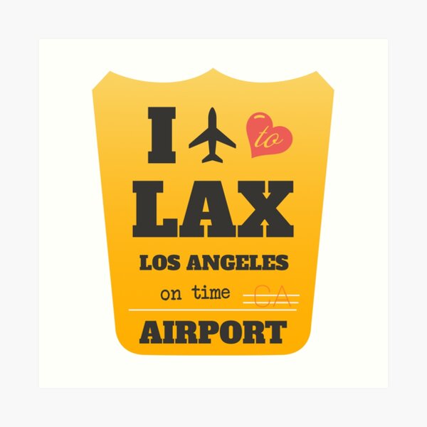 "Flight to Los Angeles LAX Yellow badge sticker" Art Print by Aviators ...