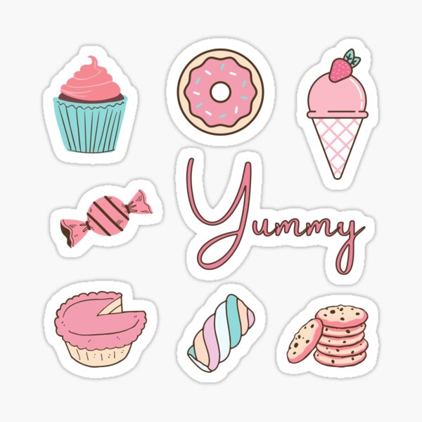 "Pink Yummy Food Sticker Pack" Sticker for Sale by m95sim | Redbubble