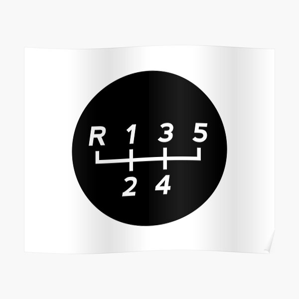 "Black 5 Speed Manual Transmission Shift Pattern" Poster for Sale by ...