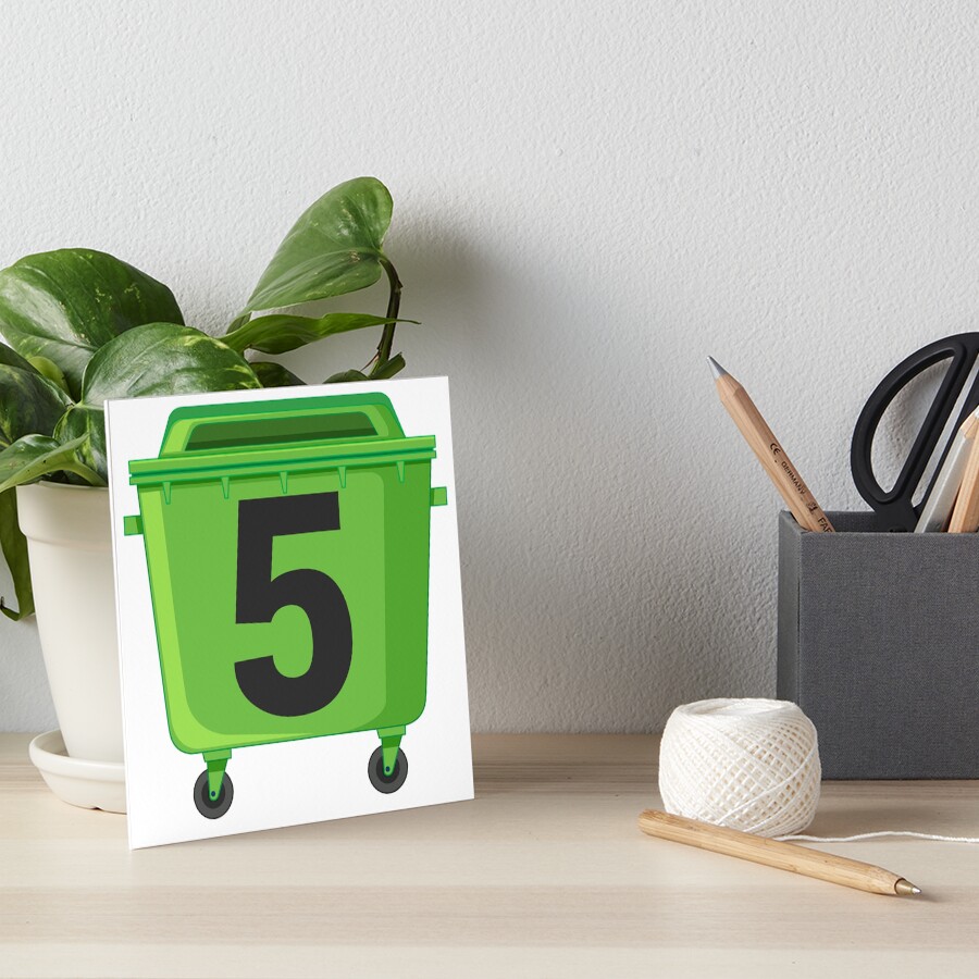 "Wheelie bin ! recycle bins ! NUMBER 5 five" Art Board Print by ...