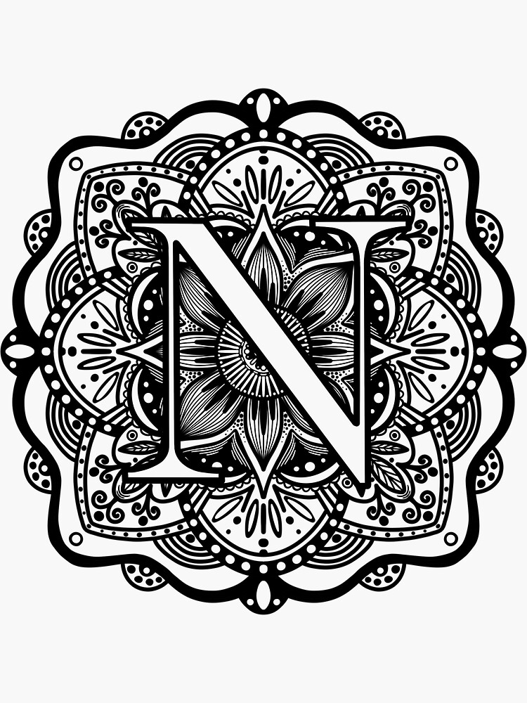 "Mandala Letter N" Sticker by eburbage | Redbubble