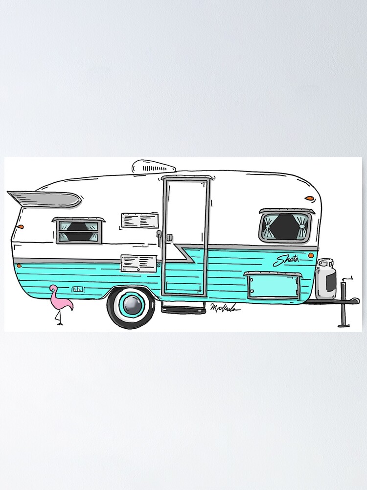"Shasta Camper Vintage RV Old School Blue" Poster for Sale by ...