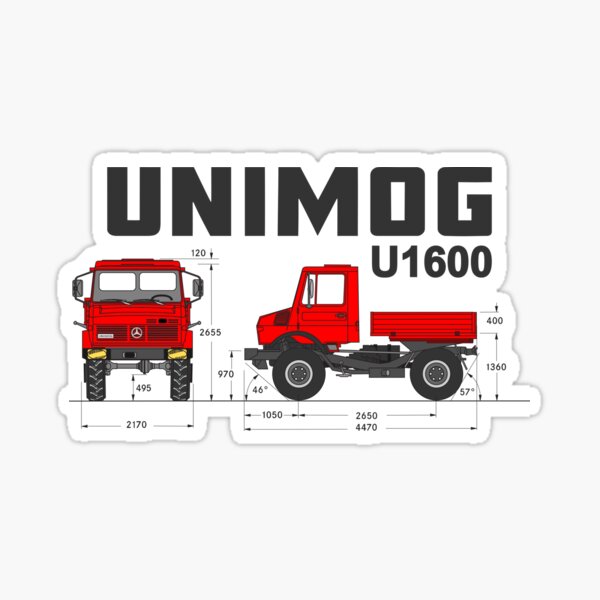 "Unimog U1600 specifications red" Sticker for Sale by Groenendijk ...
