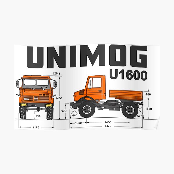"Unimog U1600 specifications orange" Poster for Sale by Groenendijk ...