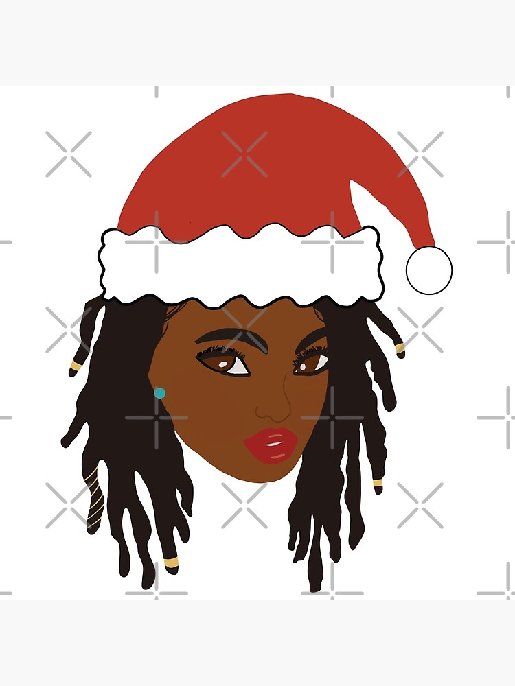 "Locs Girl Santa Hat Christmas Dreadlocks" Art Board Print for Sale by ...