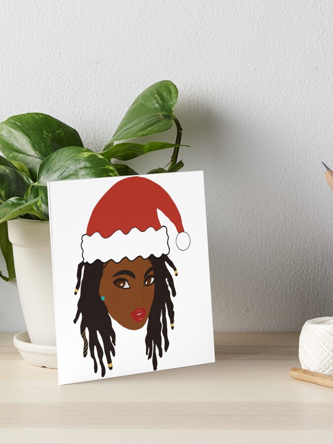 "Locs Girl Santa Hat Christmas Dreadlocks" Art Board Print for Sale by ...