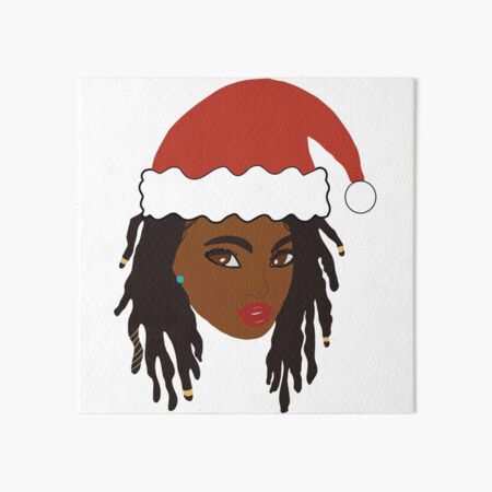 "Locs Girl Santa Hat Christmas Dreadlocks" Art Board Print for Sale by ...