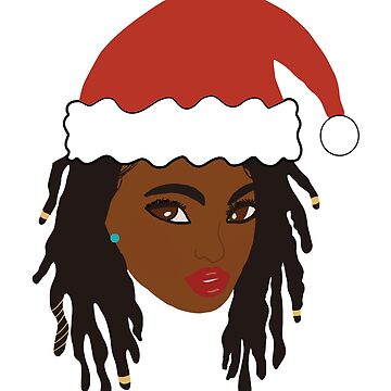"Locs Girl Santa Hat Christmas Dreadlocks" Art Board Print for Sale by ...