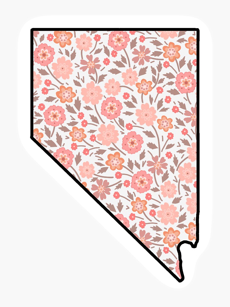"Aesthetic Blush Pink and Orange Floral Nevada State " Sticker for Sale ...