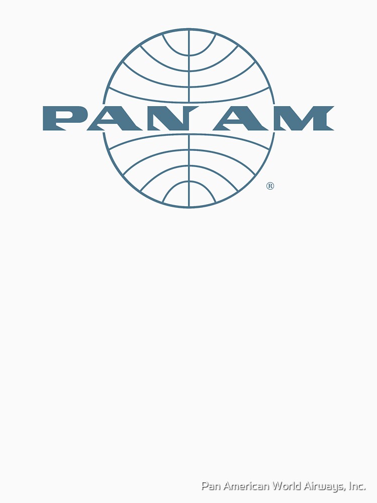 "Pan Am Early 1950s Wordmark Extending Thin Frame Globe" T-shirt for ...