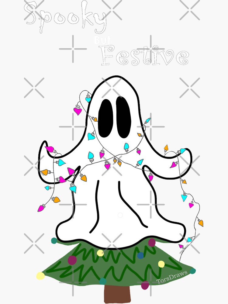 "Spooky Christmas Tree Ghost With Text Spooky But Festive White Text ...