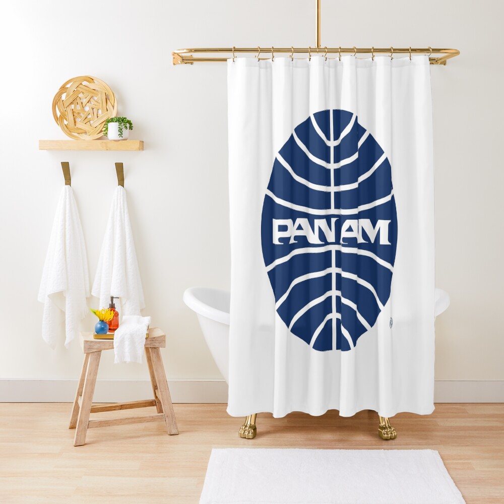 "Pan Am Mid 1950s Globe Inverted" Shower Curtain by panamofficial ...
