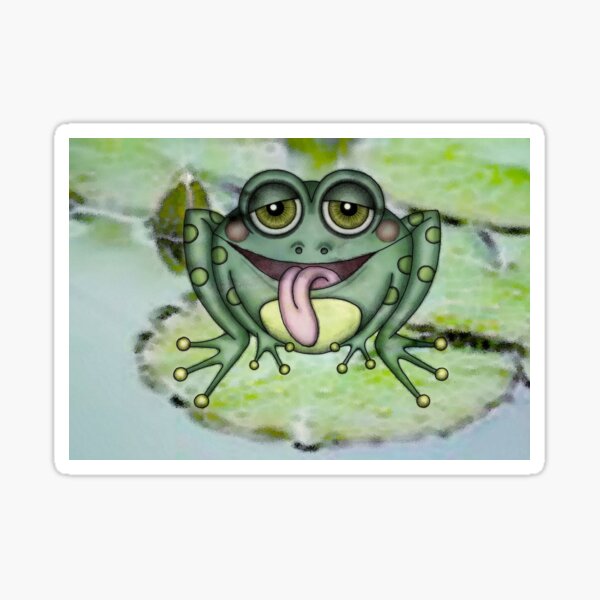 "Nice Frogs pets animals sweet cute tongue funny cartoon" Sticker by ...