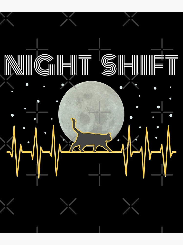 Póster «Night Shift EKG Cat y enfermeras, médicos, trabajadores ...