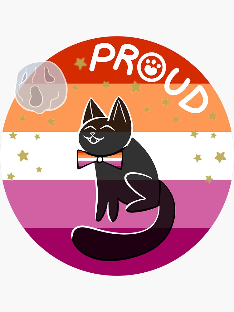 "Proud Kitty Black Cat Lesbian Pride Pin, Sticker, Etc." Sticker for ...