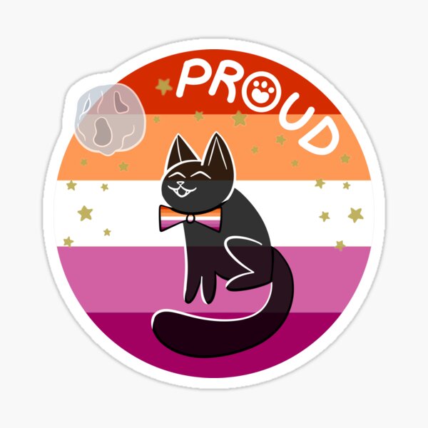 "Proud Kitty Black Cat Lesbian Pride Pin, Sticker, Etc." Sticker for ...