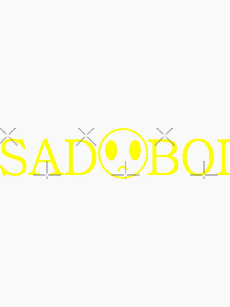 "Sad Boi Yellow Text" Sticker for Sale by Stormy-Rose | Redbubble
