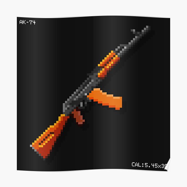 "AK-74 5.45x39 Pixel Art with Name & Caliber Label" Poster for Sale by ...