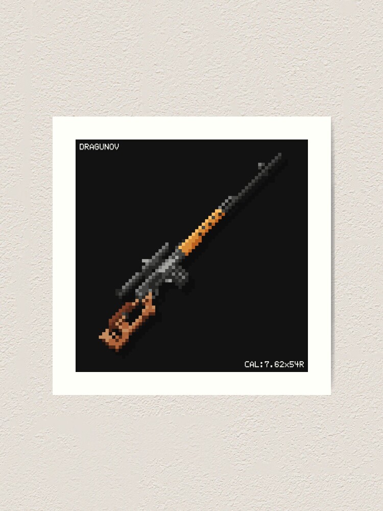 "SVD Dragunov - 7.62x54R Pixel Art with Name & Caliber Label" Art Print ...