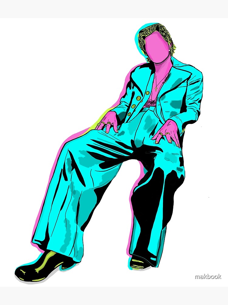"Harry Styles Neon Pop Art Outline Drawing" Art Print by makbook ...