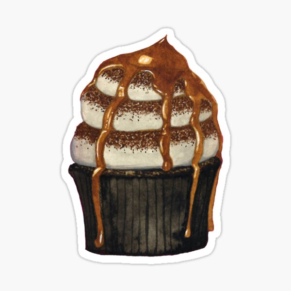 "Chocolate Espresso Cupcake with Caramel Drizzle" Sticker for Sale by ...