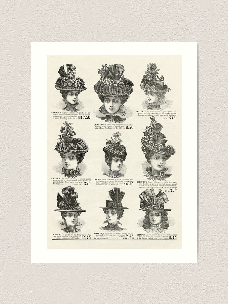 "Vintage Hat Ad, Paris 1897" Art Print for Sale by gin-nek-shop | Redbubble