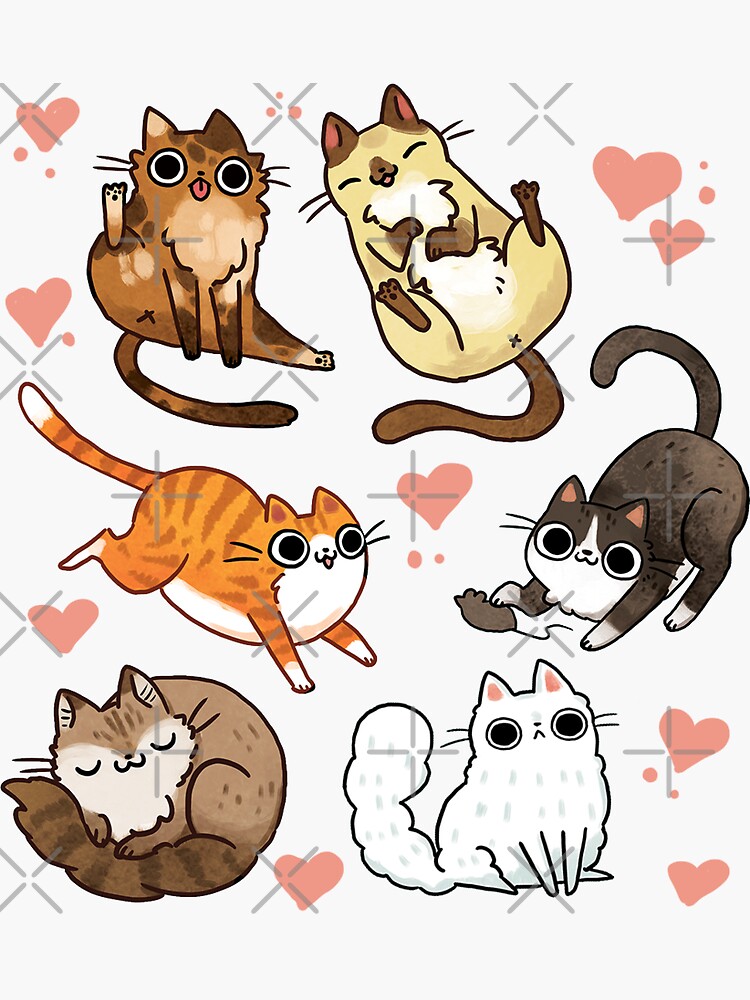"Derpy Cute Cats & Kittens" Sticker for Sale by michelledraws | Redbubble