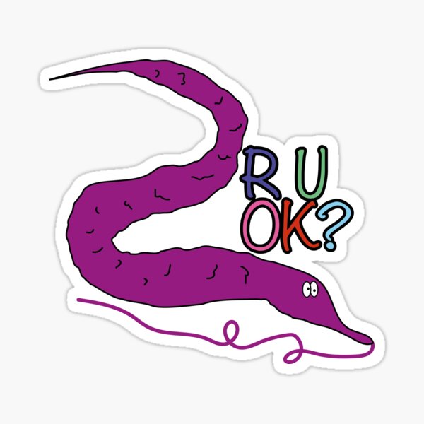 "Worm on a string - R U OK? " Sticker for Sale by Craftaholic | Redbubble