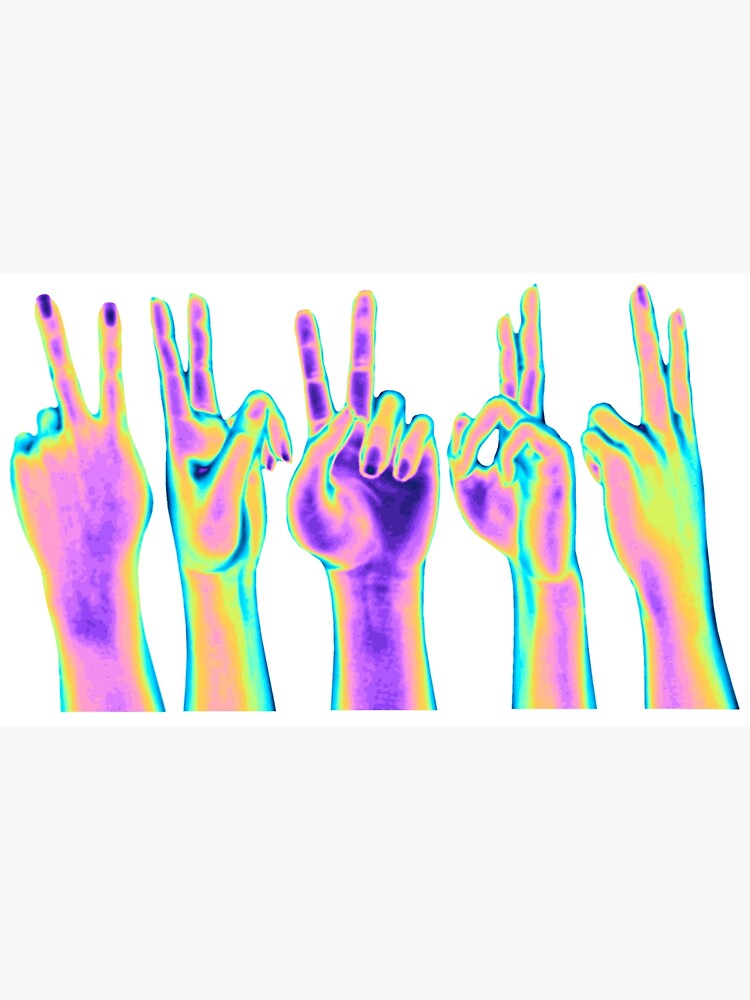 "Electric Holo Hands making peace sign " Poster for Sale by dinaaaaaah ...