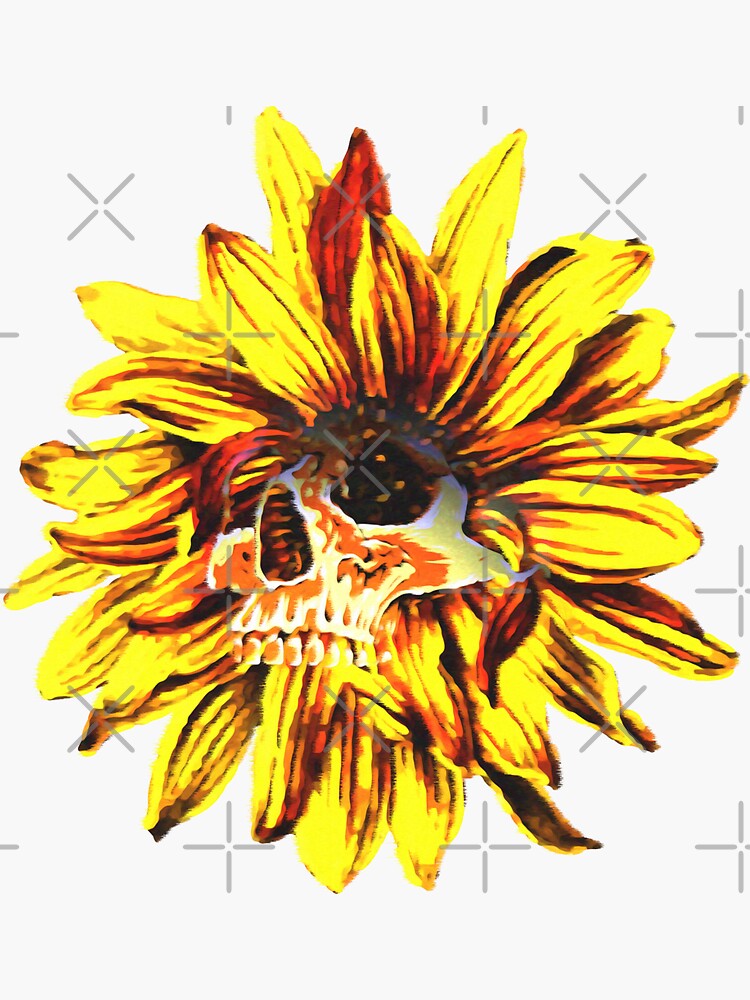 "Sunflower skeleton halloween" Sticker by Made-By-Art | Redbubble