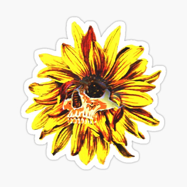 "Sunflower skeleton halloween" Sticker by Made-By-Art | Redbubble