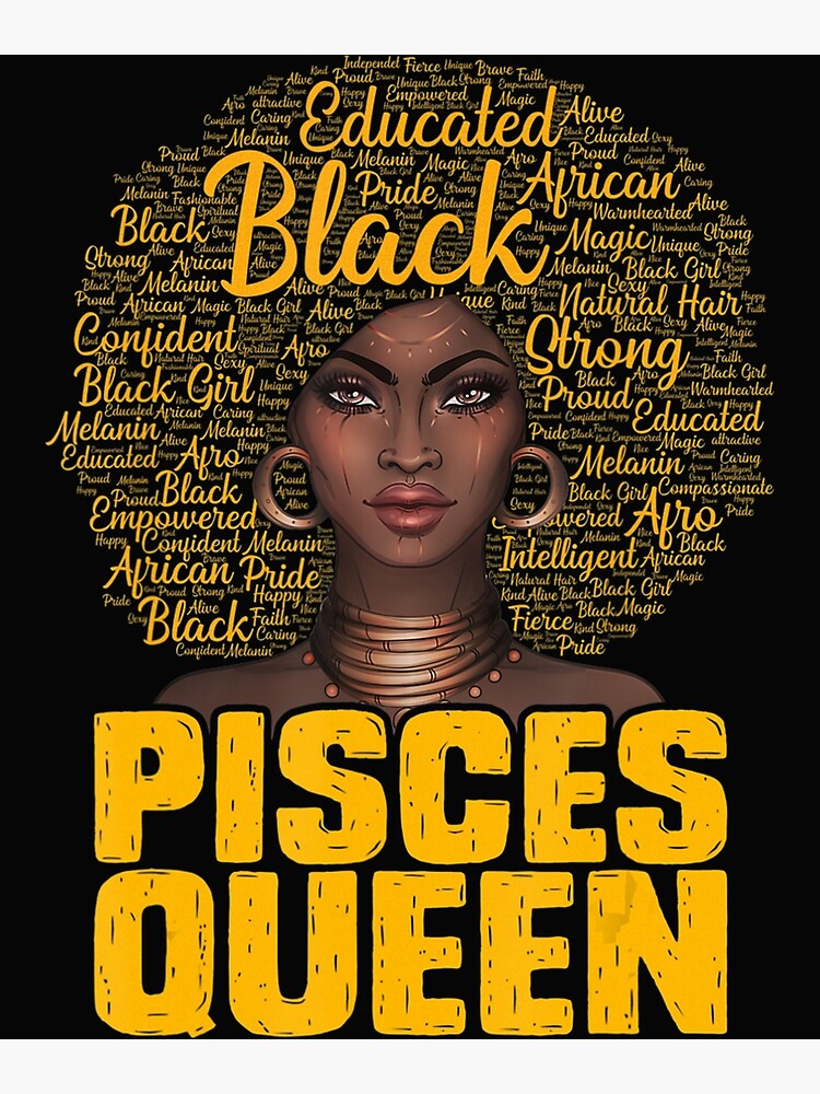 "Pisces Queen Black Afro Natural Hair" Poster for Sale by ...