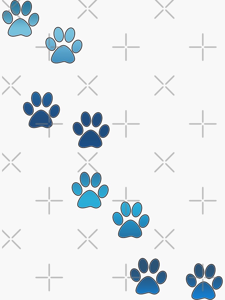 "Blue animal paw prints" Sticker by MadandMean | Redbubble