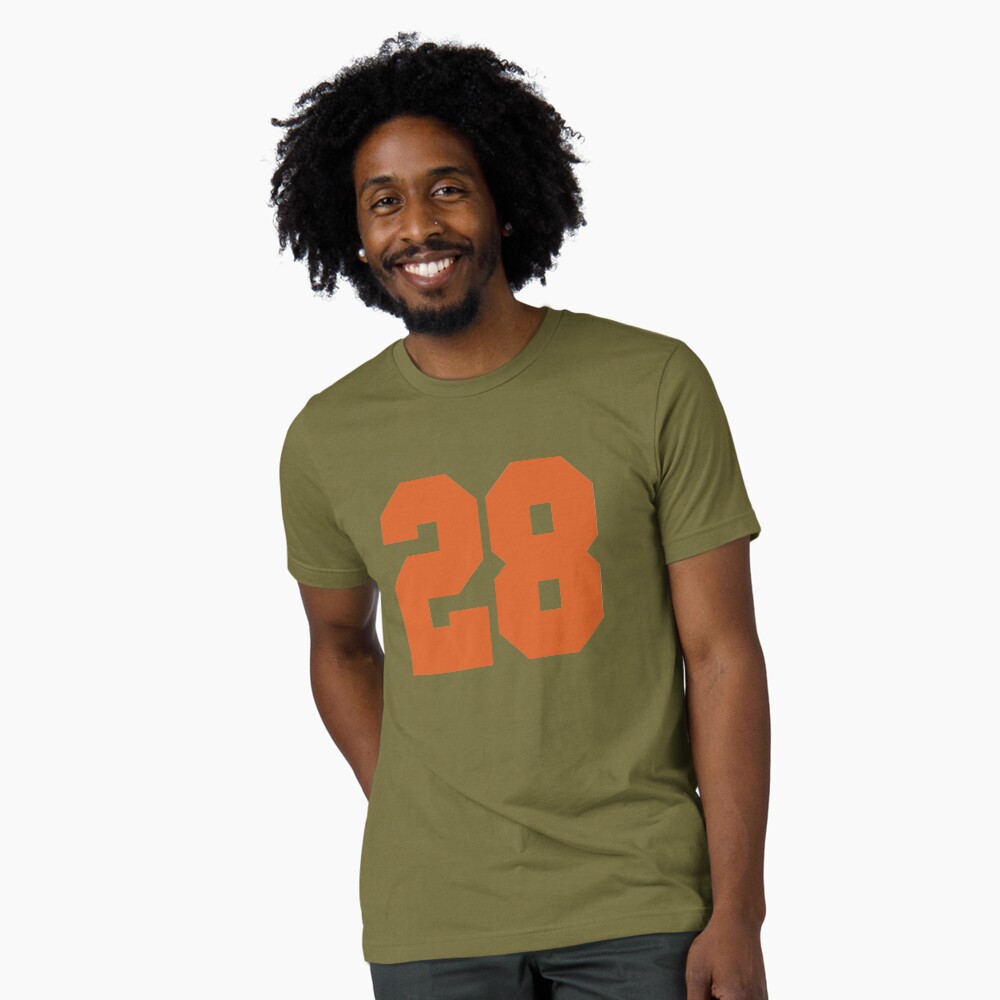 "28 Number Cleveland Sports Twenty-Eight Brown Jersey" Sticker for Sale ...